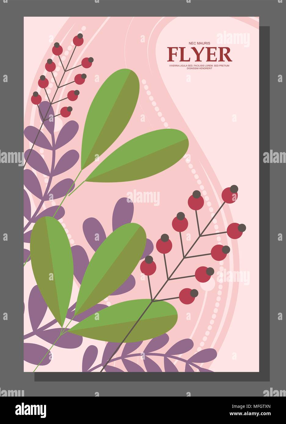 Flyers with abstract leaves and flowers on a beautiful background. It ...