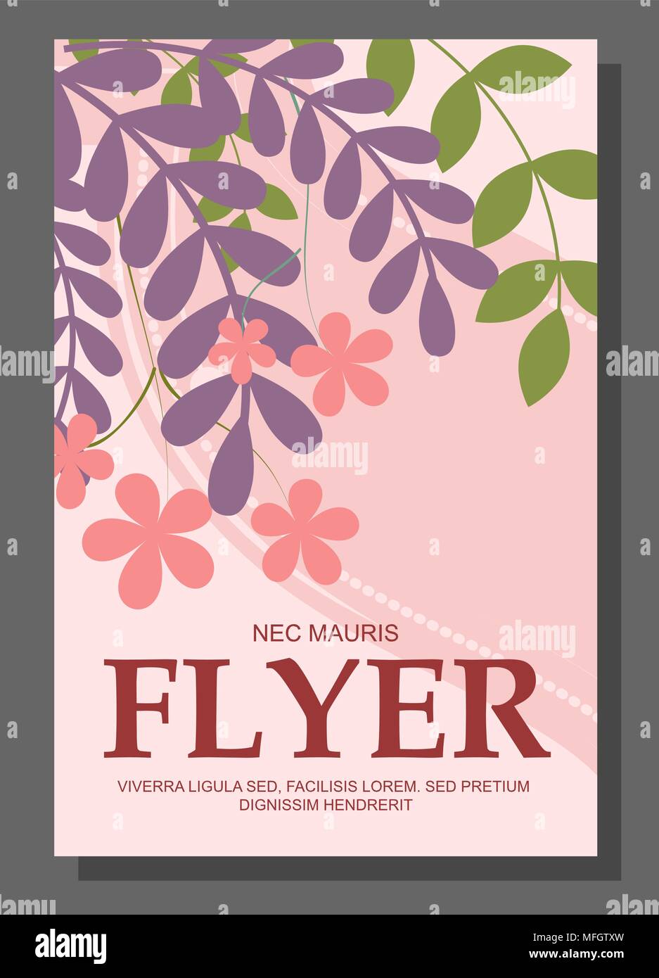 Flyers with abstract leaves and flowers on a beautiful background. It ...