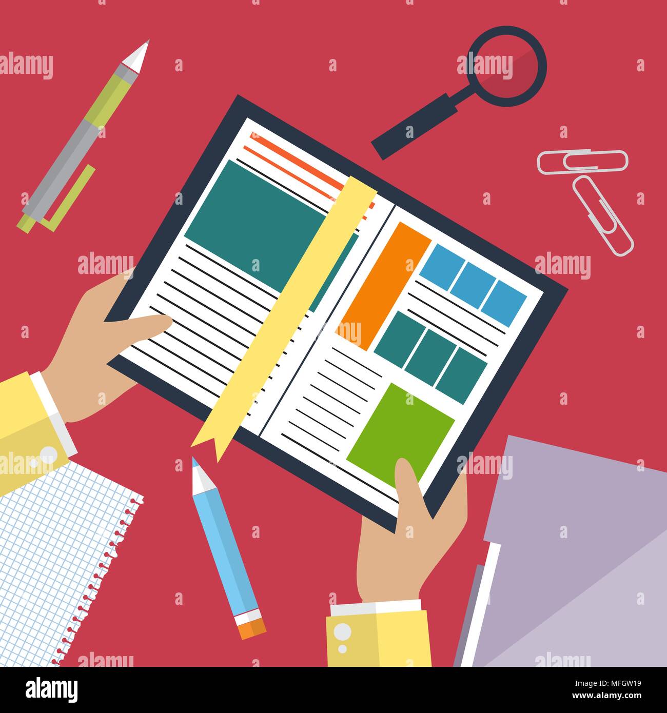 Books and school process. Writing and Drawing in zoshite. Office ...