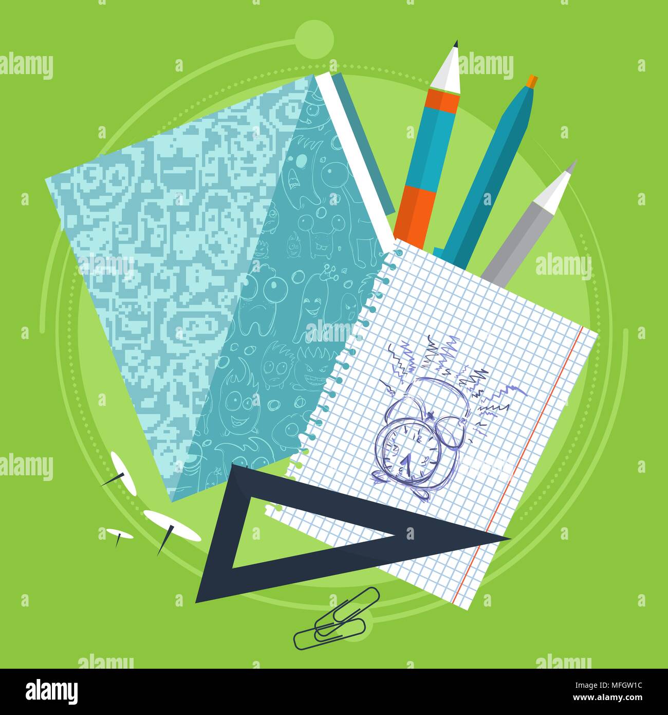 Books and school process. Writing and Drawing in zoshite. Office ...