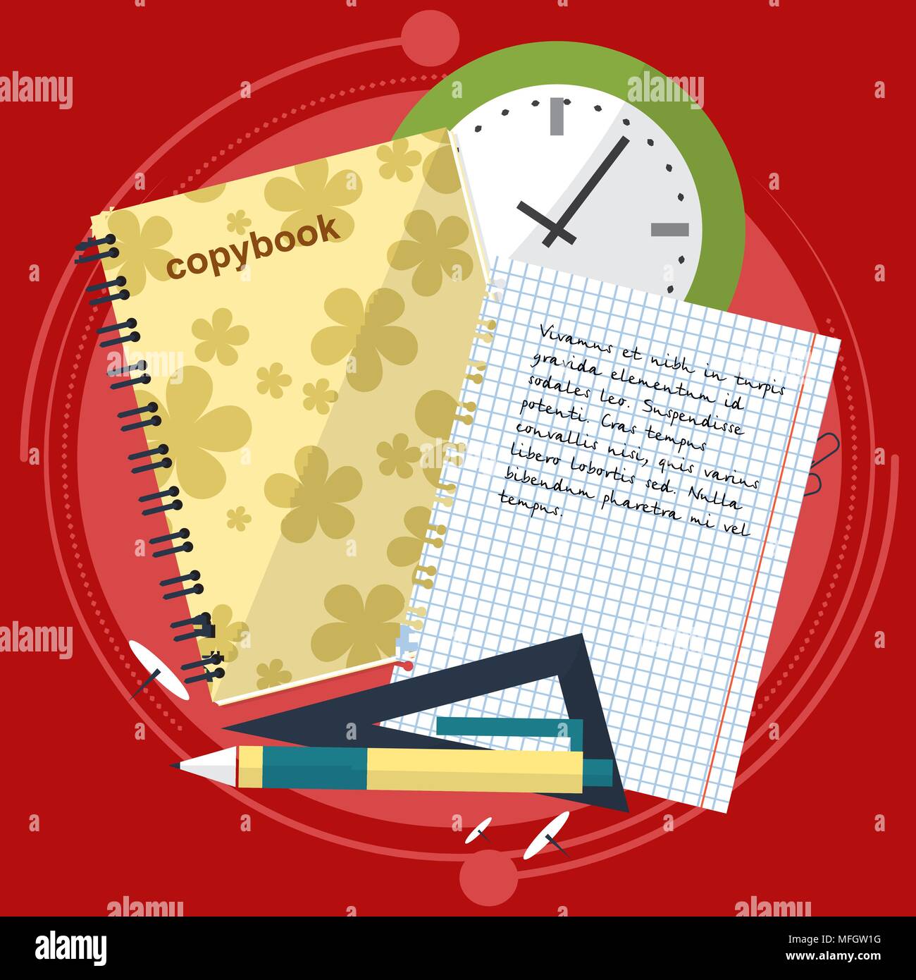 Books and school process. Writing and Drawing in zoshite. Office ...