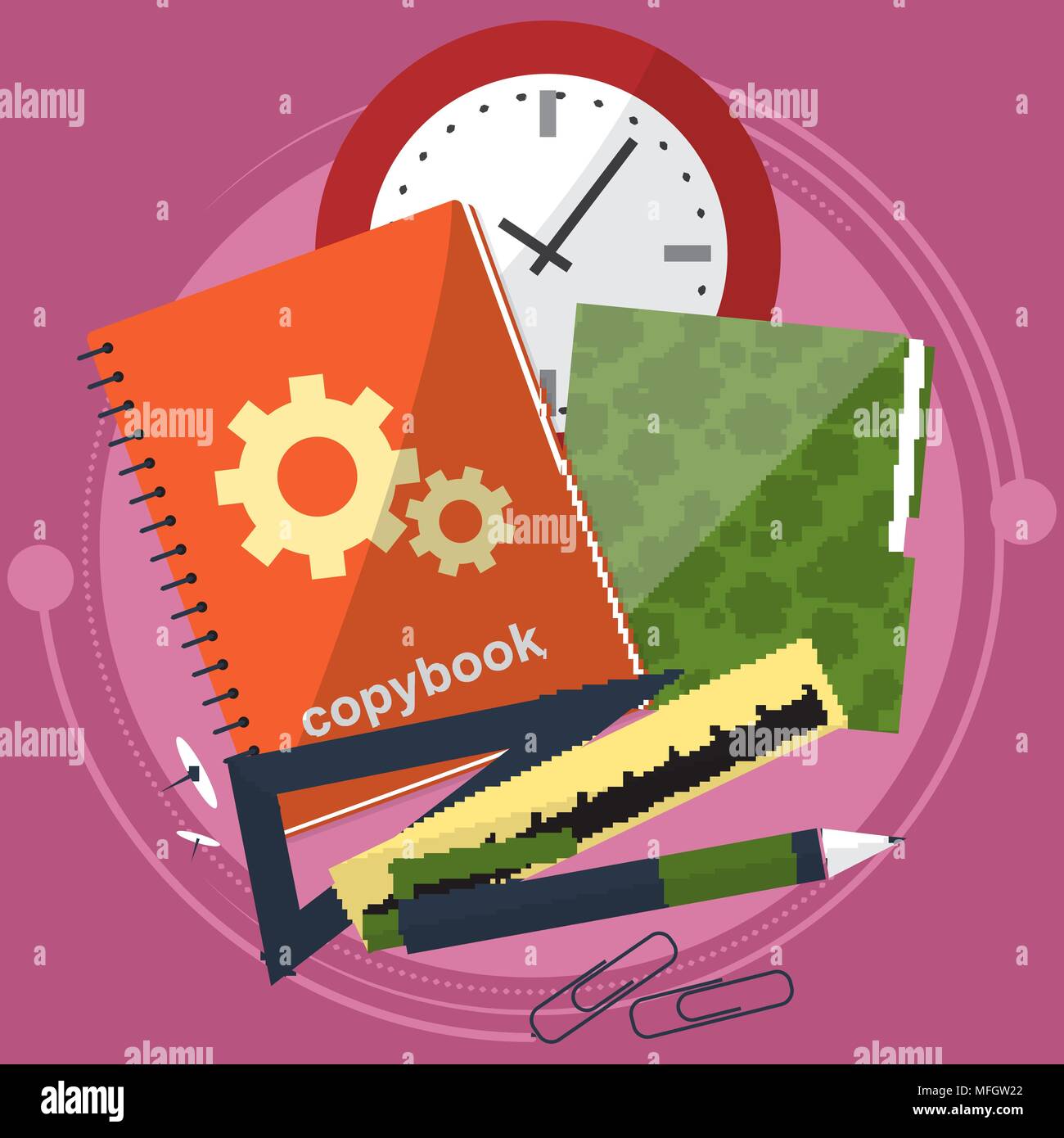 Books and school process. Writing and Drawing in zoshite. Office ...