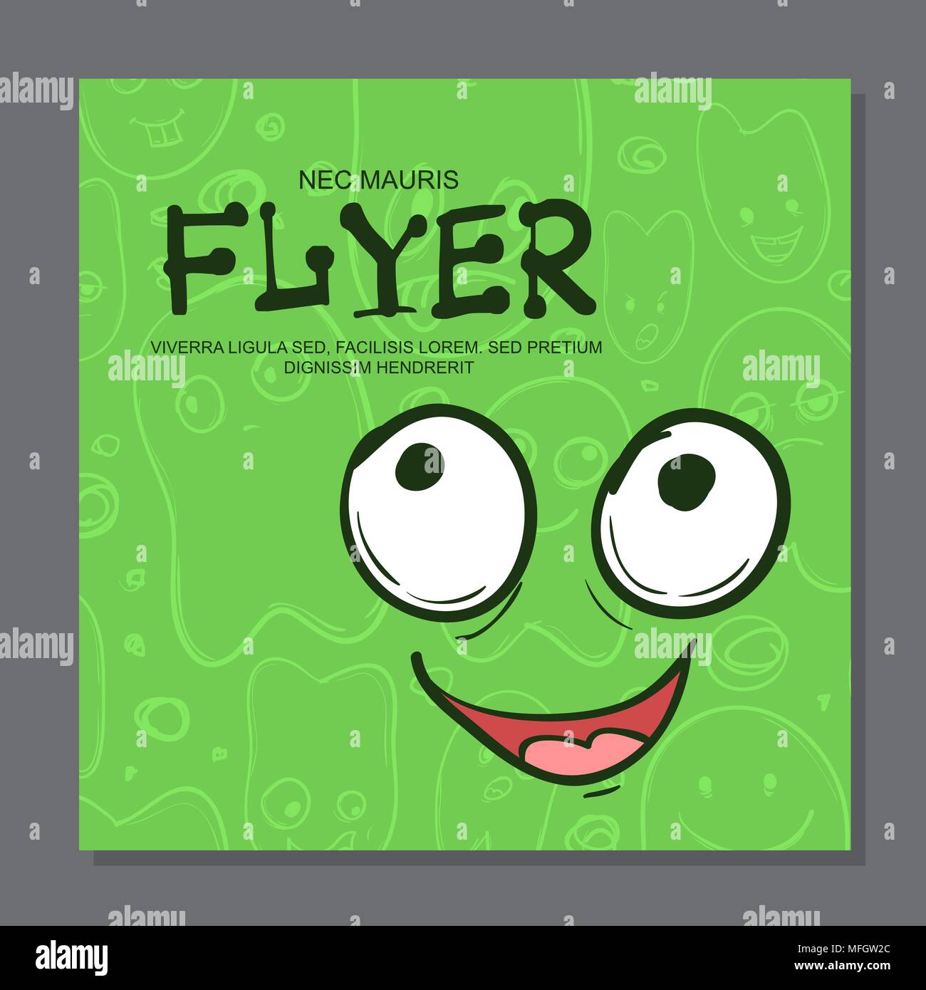 Flyers with Funny faces, cartoon-style on background. It can be used as ...