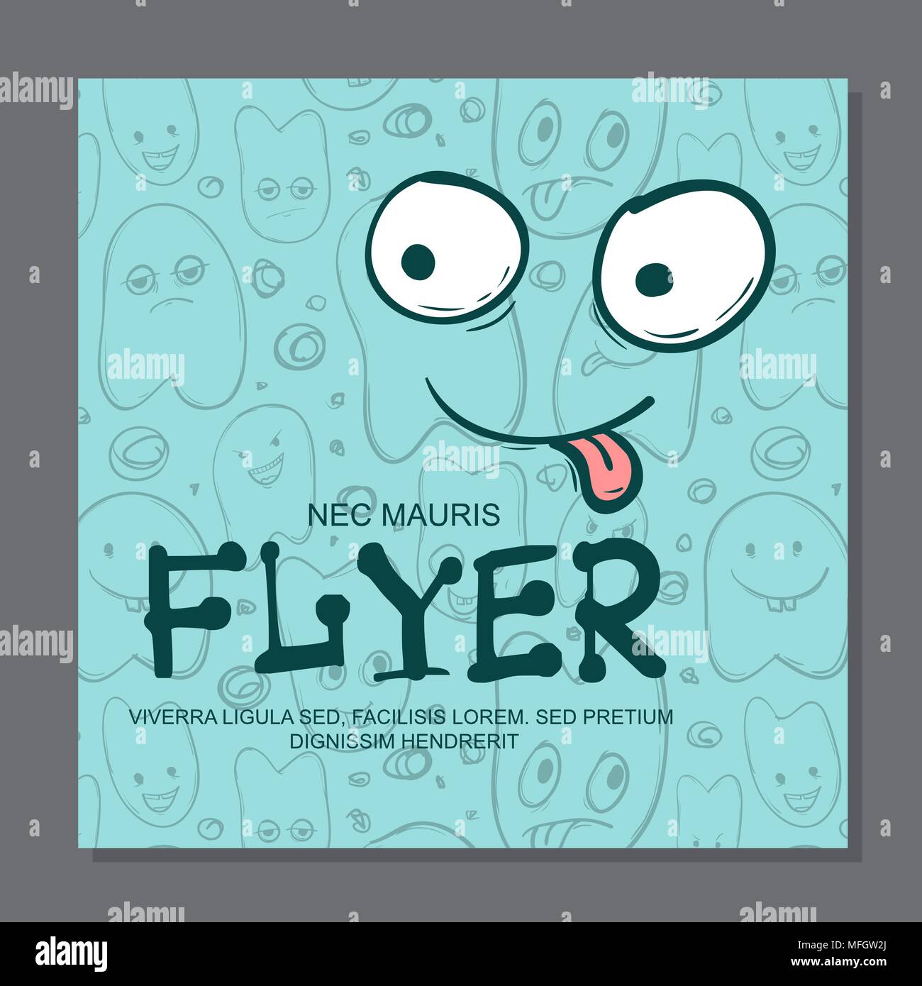 Flyers with Funny faces, cartoon-style on background. It can be used as ...