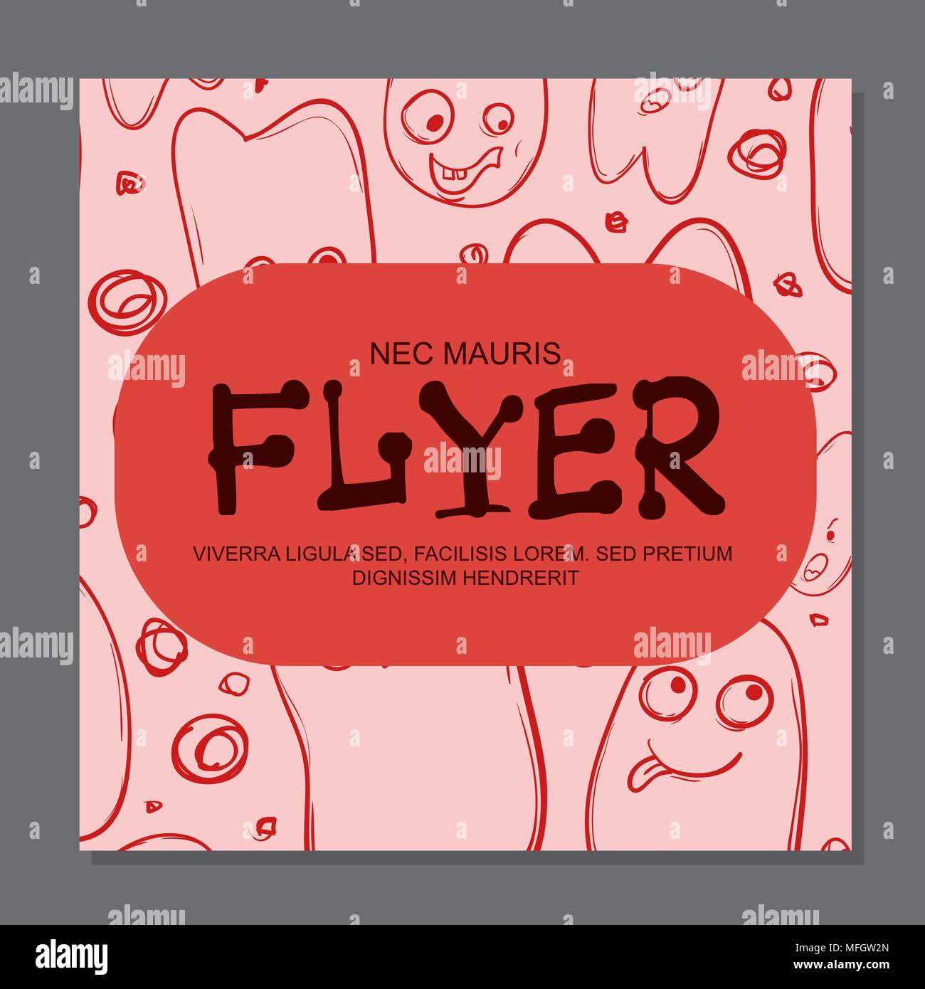 Flyers with Funny faces, cartoon-style on background. It can be used as ...