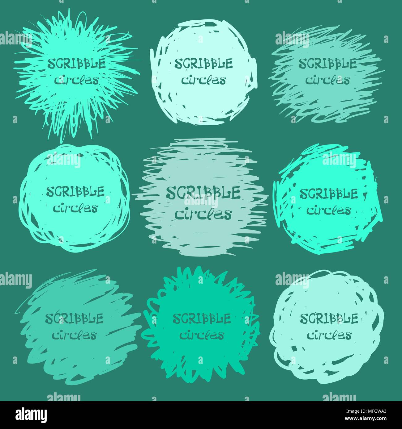 Collection of green hand-drawn scribble circles for your design. Vector ...