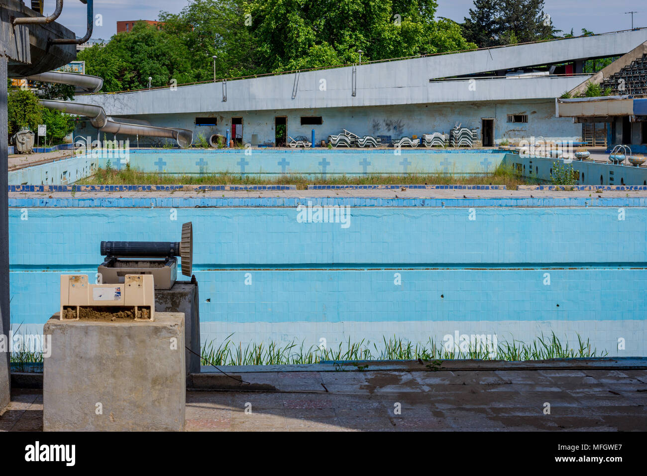 Abandoned and falling apart swimming pool in Tbilisi, Georgia Stock ...
