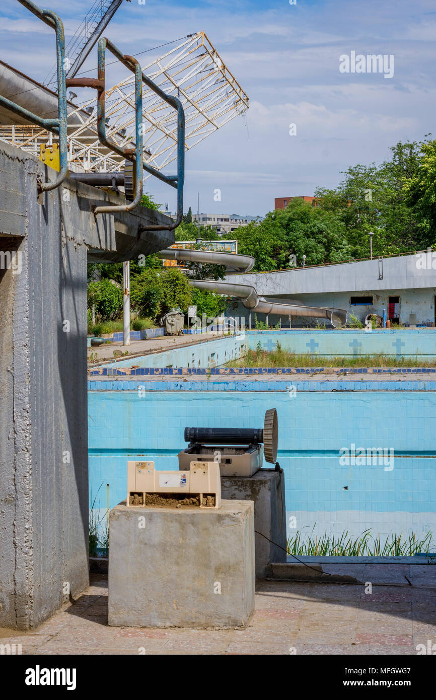 Abandoned and falling apart swimming pool in Tbilisi, Georgia Stock ...