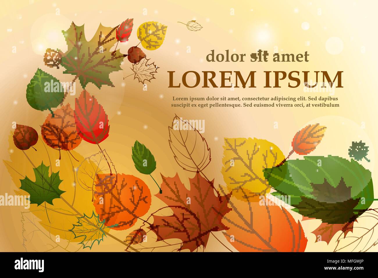 Colorful leafs with sample text. Autumn floral background. Vector ...