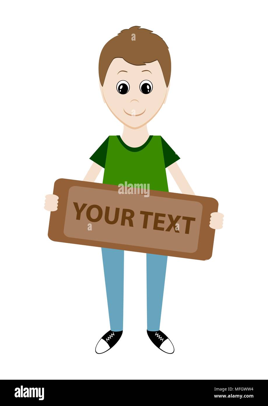 cartoon boy holding a sign for your text. Vector illustration Stock ...
