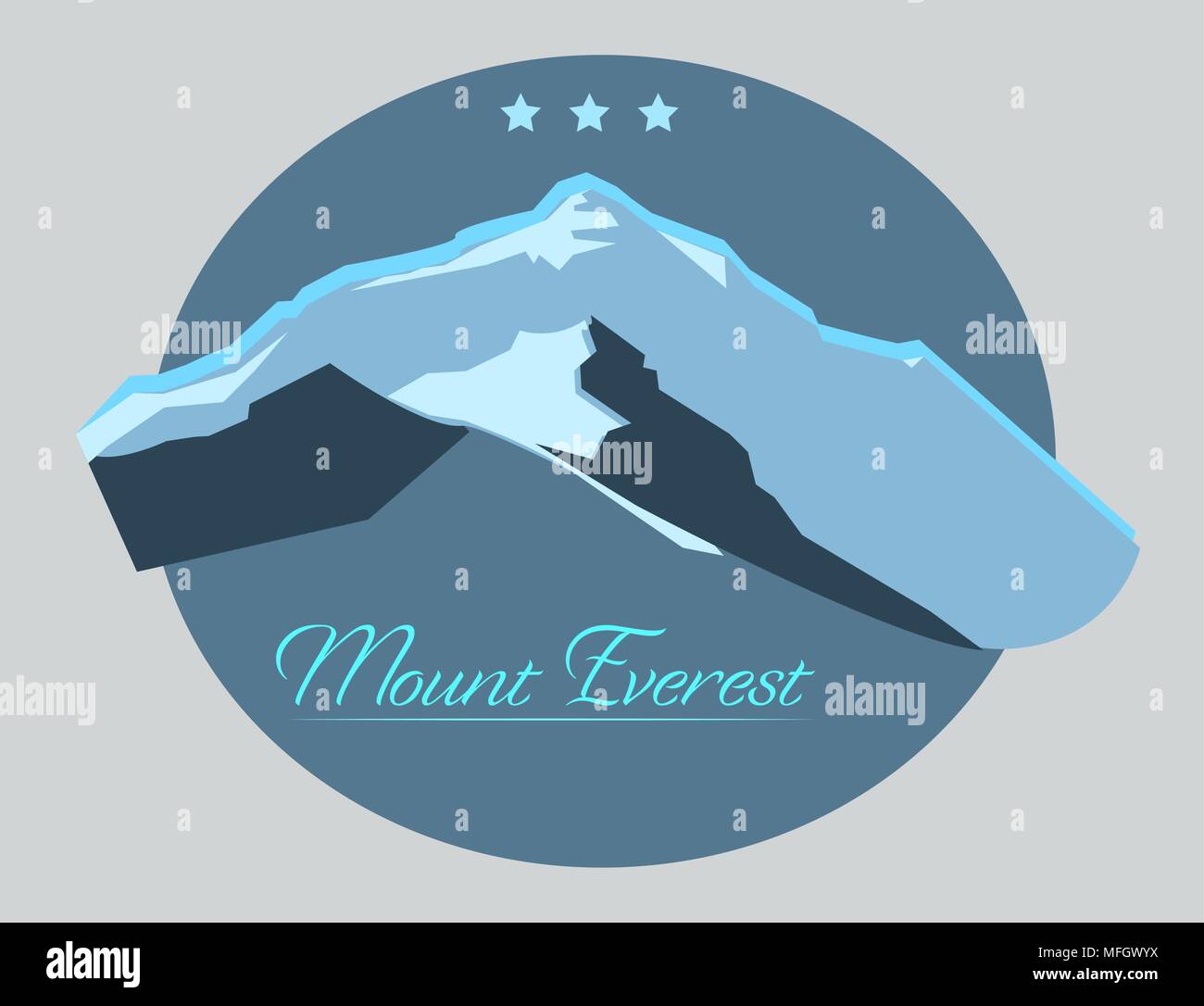 Mount Everest label with type design in vintage style. Illustration ...