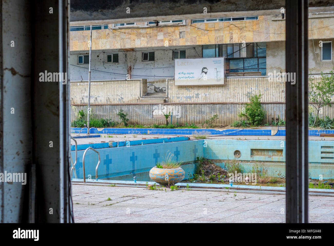 Abandoned and falling apart swimming pool in Tbilisi, Georgia Stock ...
