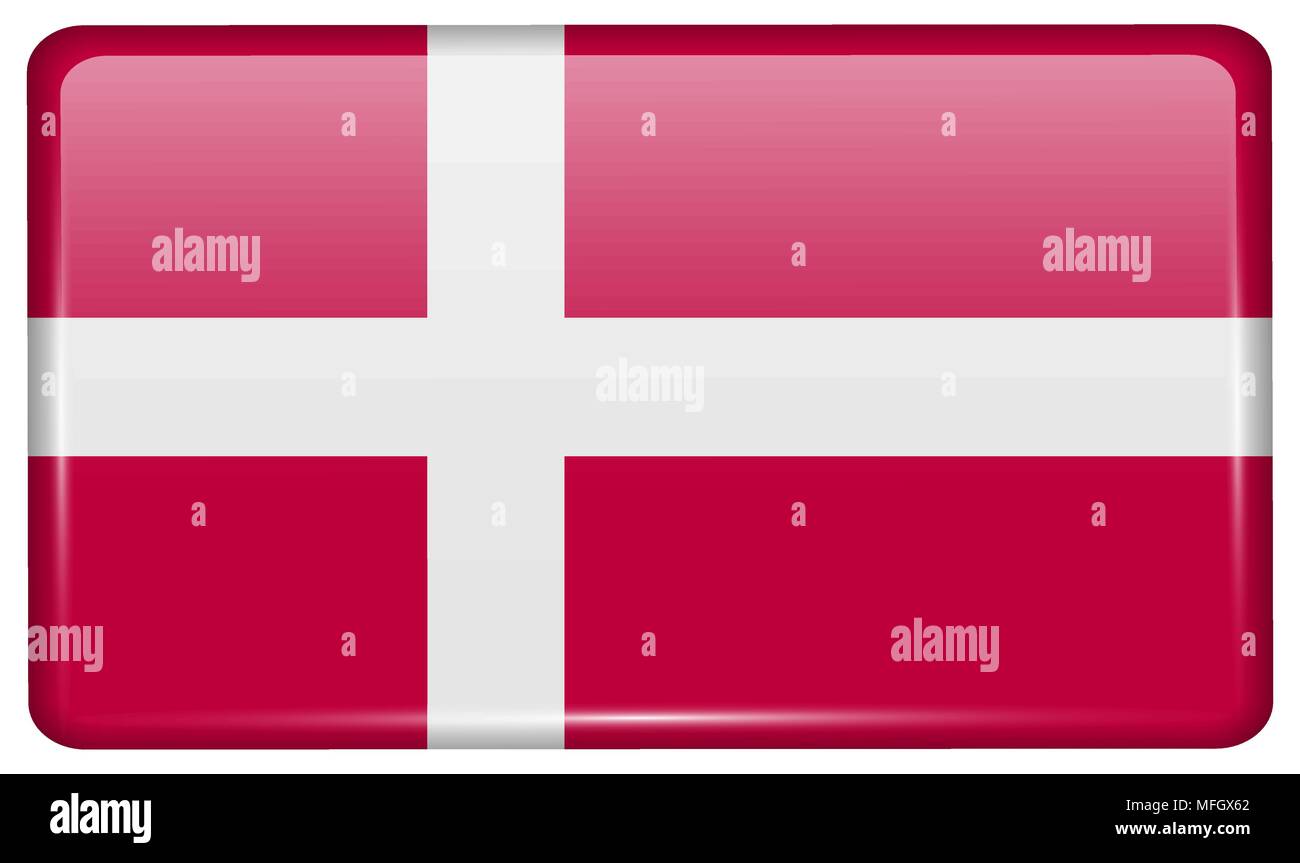 Flags of Denmark in the form of a magnet on refrigerator with ...