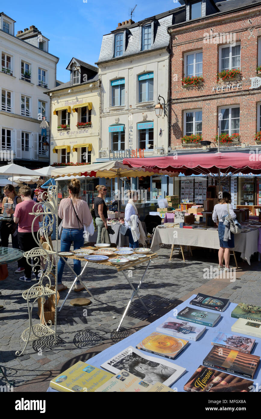 Flea Market (Brocante), Place Sainte Catherine, Honfleur, Calvados ...