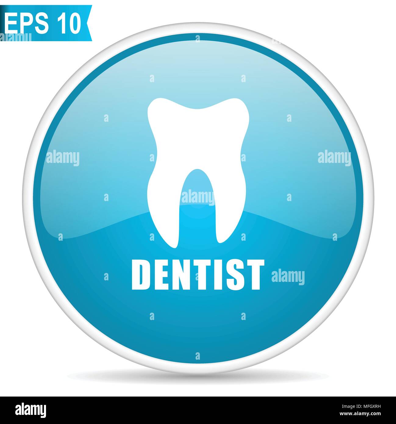 Dentist blue glossy round vector icon in eps 10. Editable modern design ...
