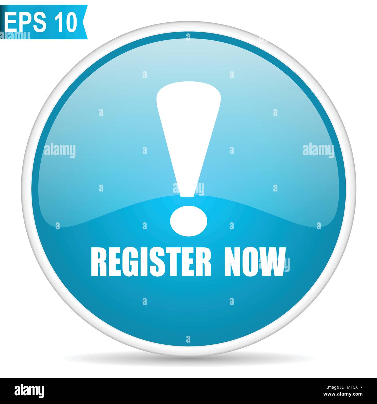 Register now blue glossy round vector icon in eps 10. Editable modern ...
