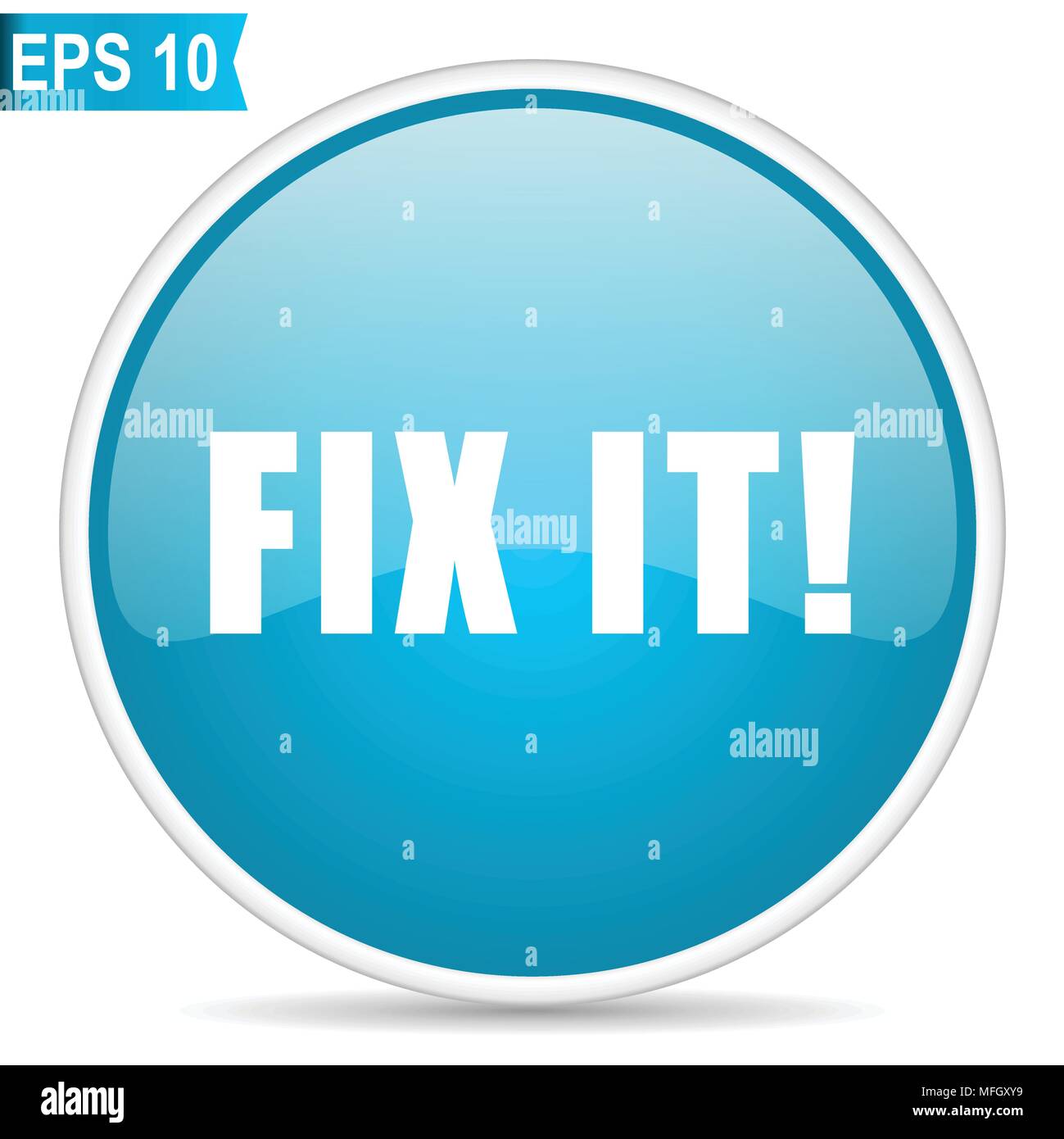 Fix it blue glossy round vector icon in eps 10. Editable modern design ...