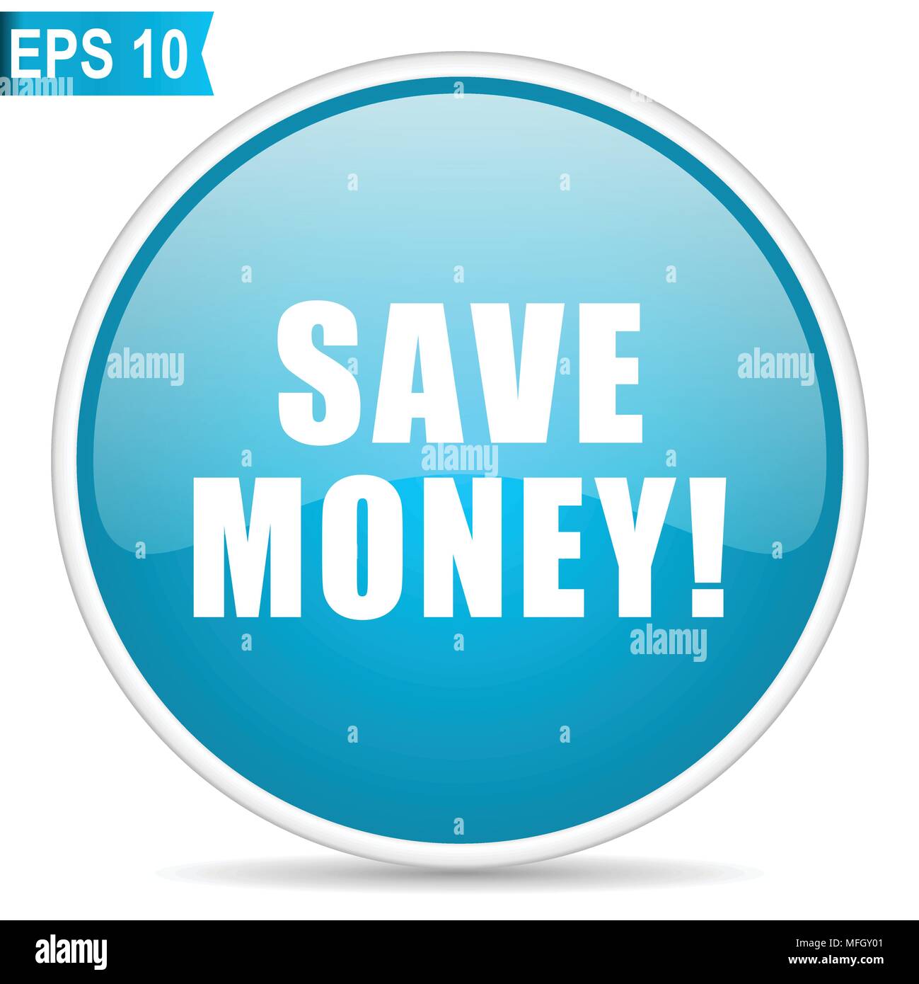 Save money blue glossy round vector icon in eps 10. Editable modern ...