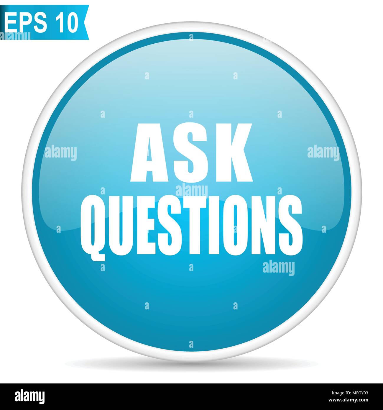 Ask questions blue glossy round vector icon in eps 10. Editable modern ...