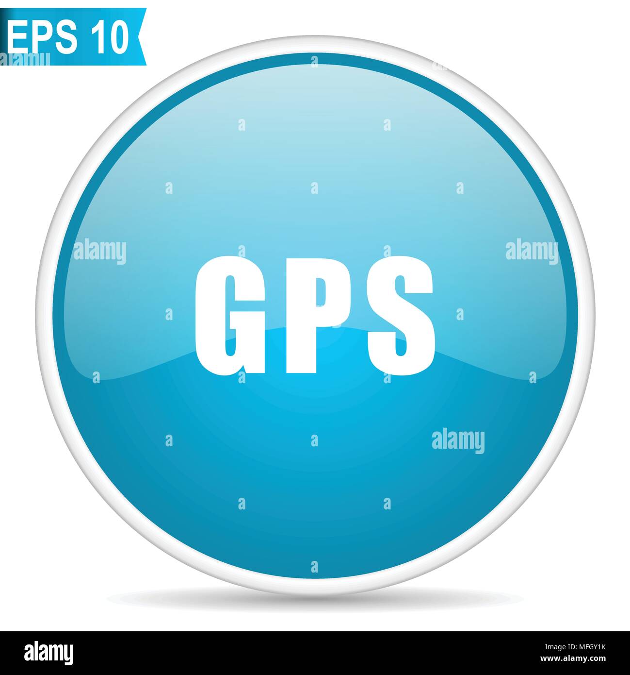 Gps blue glossy round vector icon in eps 10. Editable modern design ...