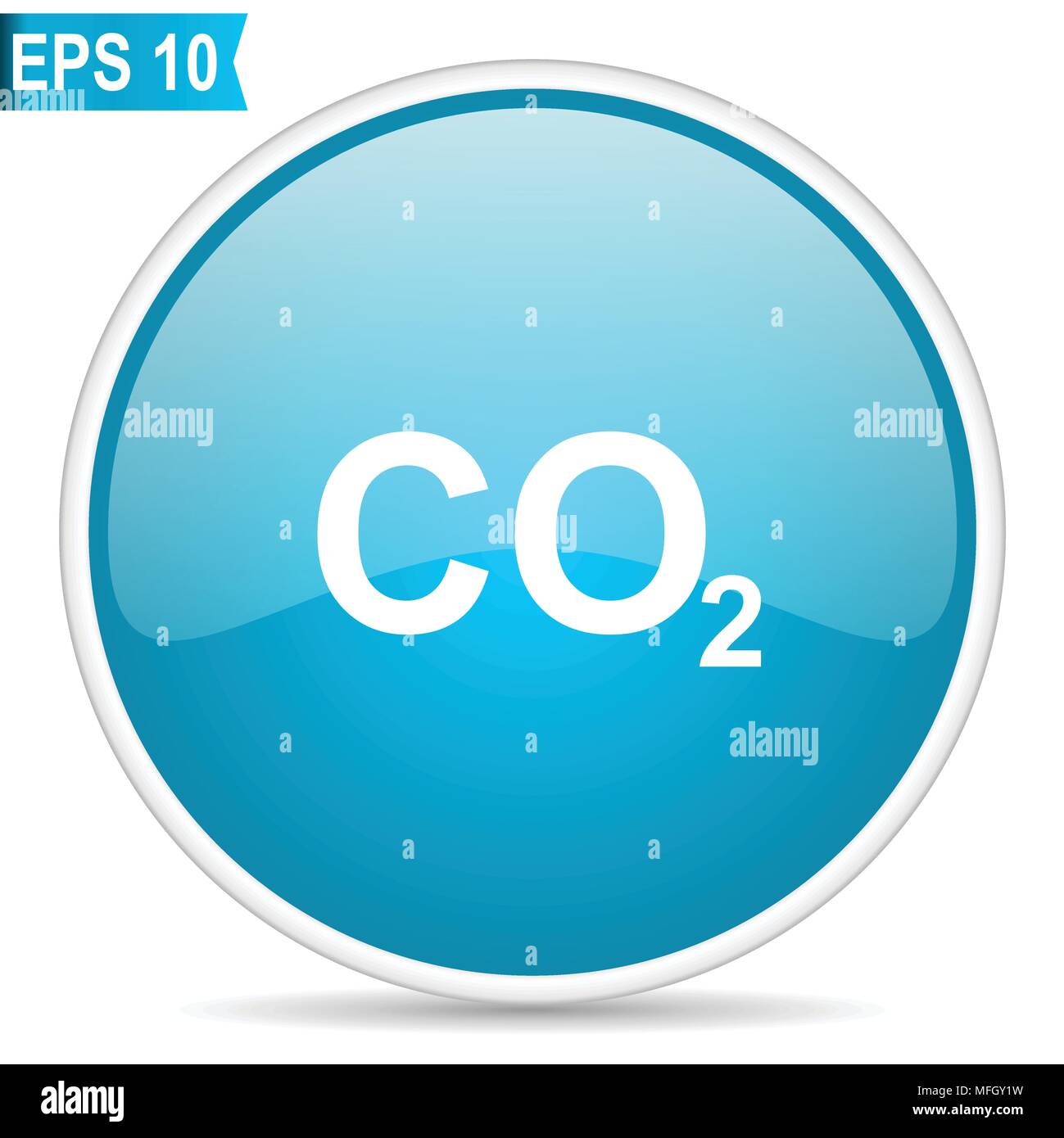 Carbon dioxide blue glossy round vector icon in eps 10. Editable modern ...
