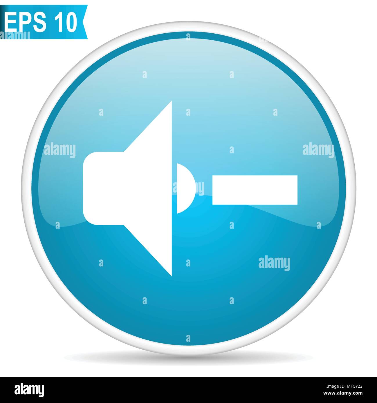 Speaker volume blue glossy round vector icon in eps 10. Editable modern ...