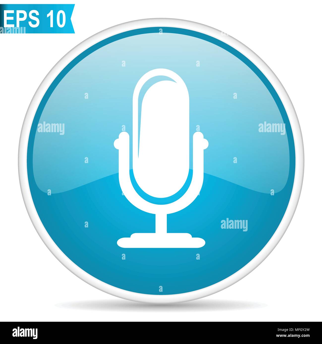 Microphone blue glossy round vector icon in eps 10. Editable modern ...