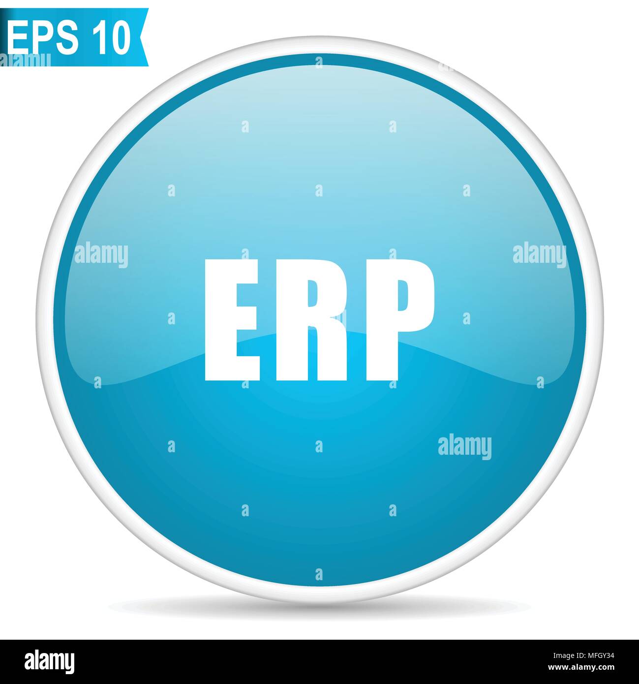 Erp blue glossy round vector icon in eps 10. Editable modern design ...