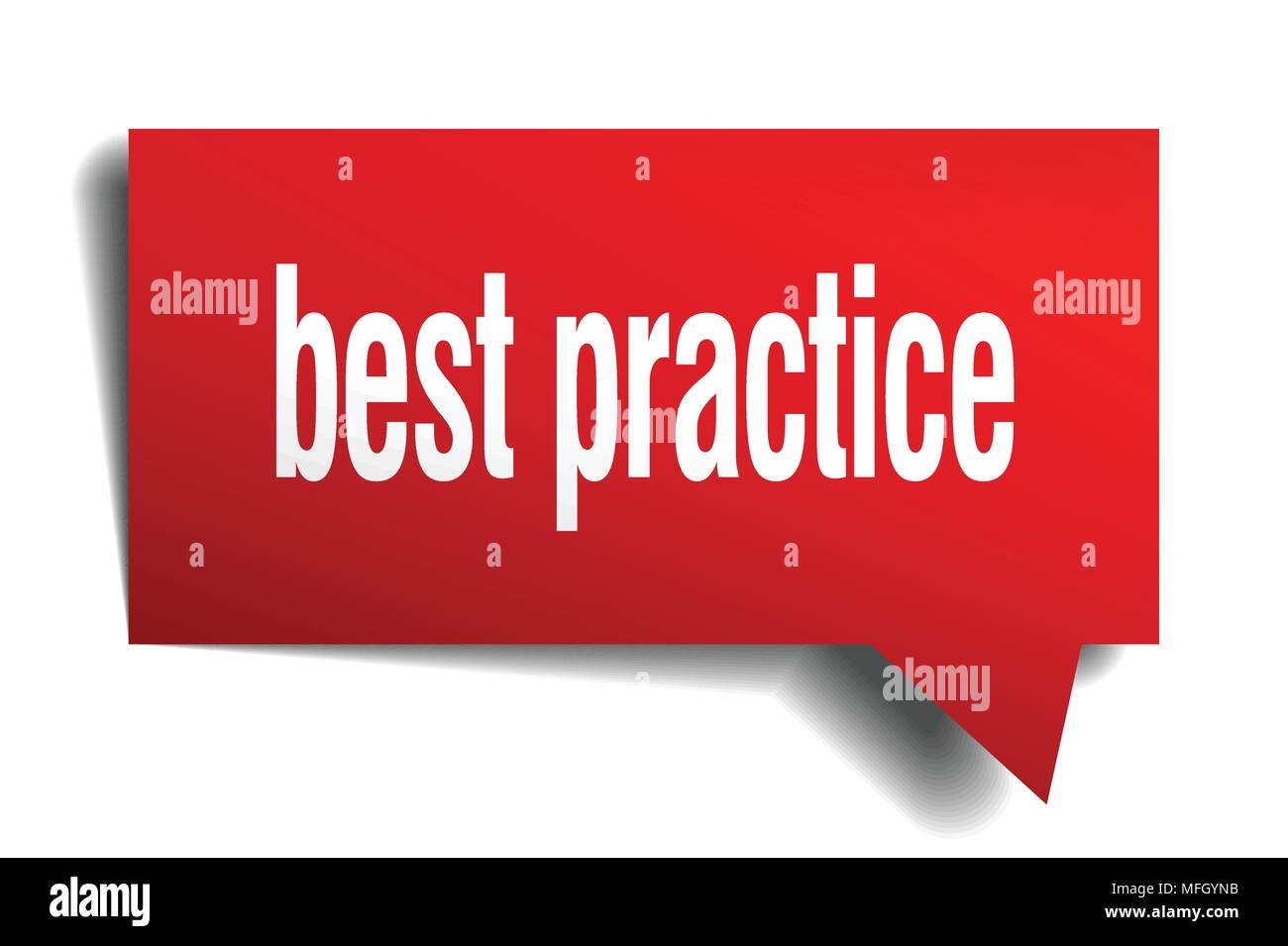 best practice red 3d square isolated speech bubble Stock Vector Image ...