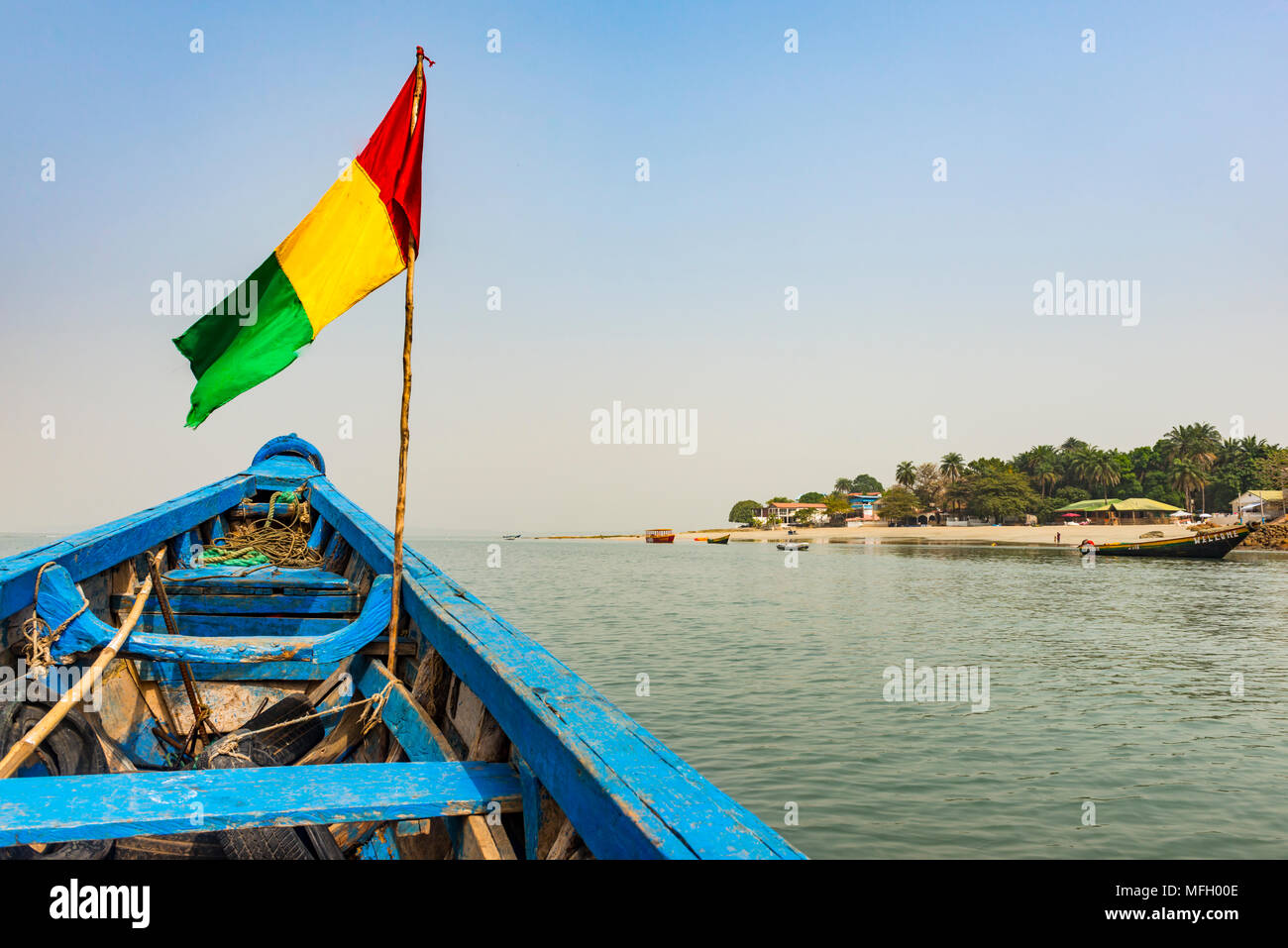 Guinean flag on a boat, Conakry, Republic of Guinea, West Africa ...