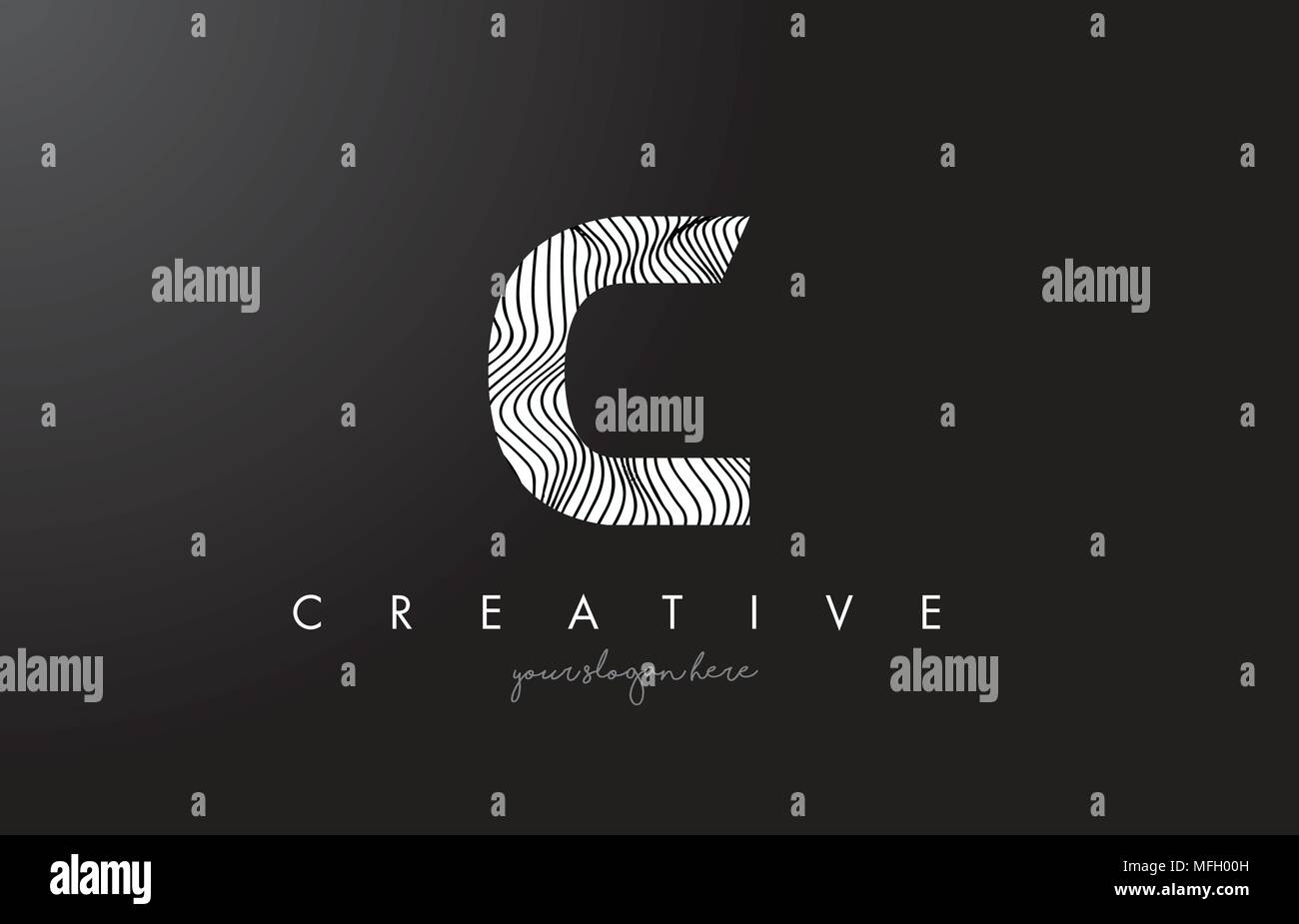 C Letter Logo with Zebra Lines Texture Design Vector Illustration Stock ...