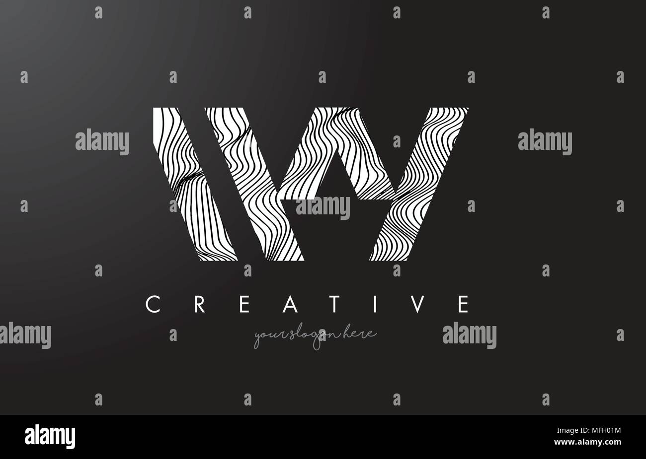 WY W Y Letter Logo with Zebra Lines Texture Design Vector Illustration ...