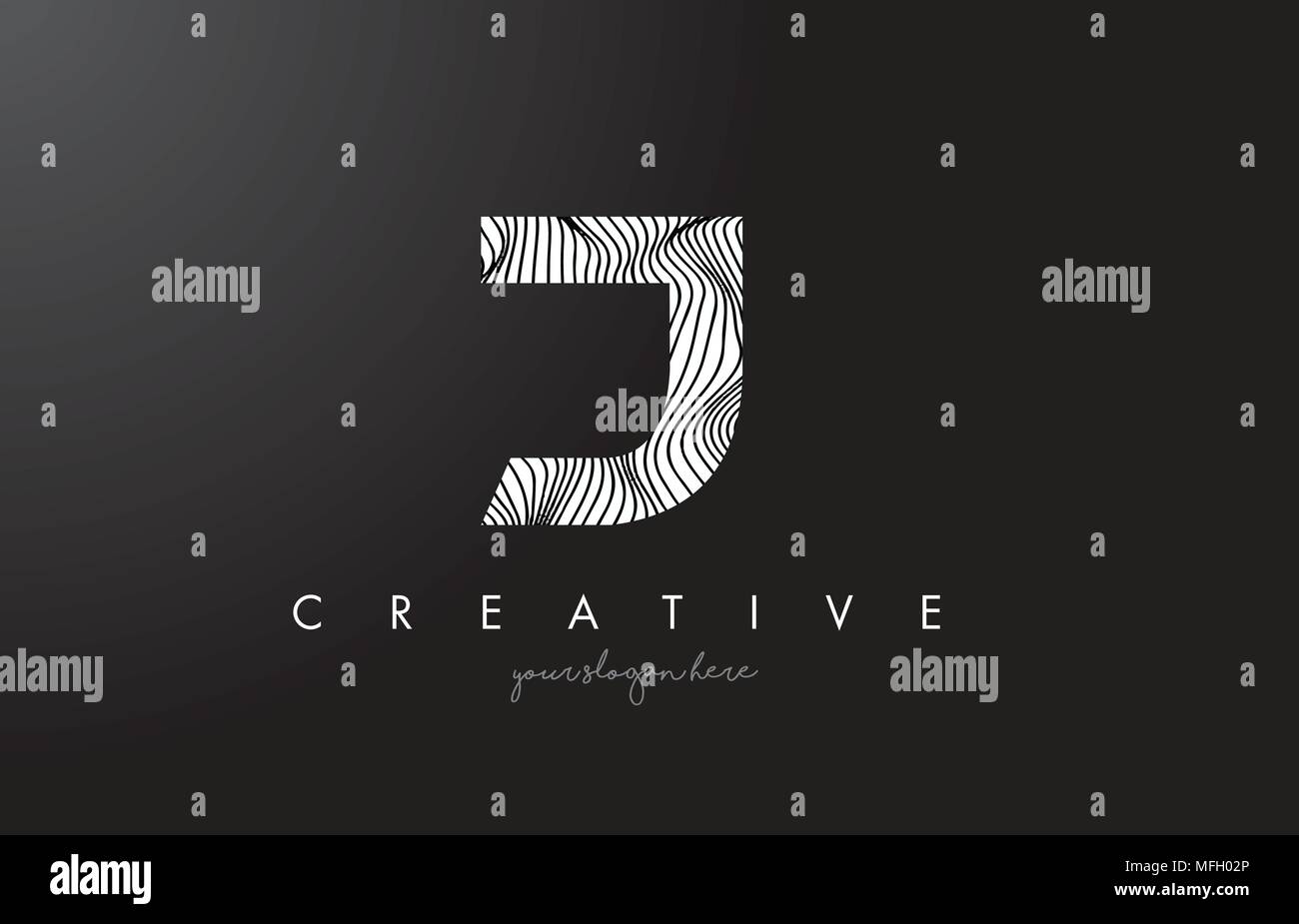 J Letter Logo with Zebra Lines Texture Design Vector Illustration Stock ...