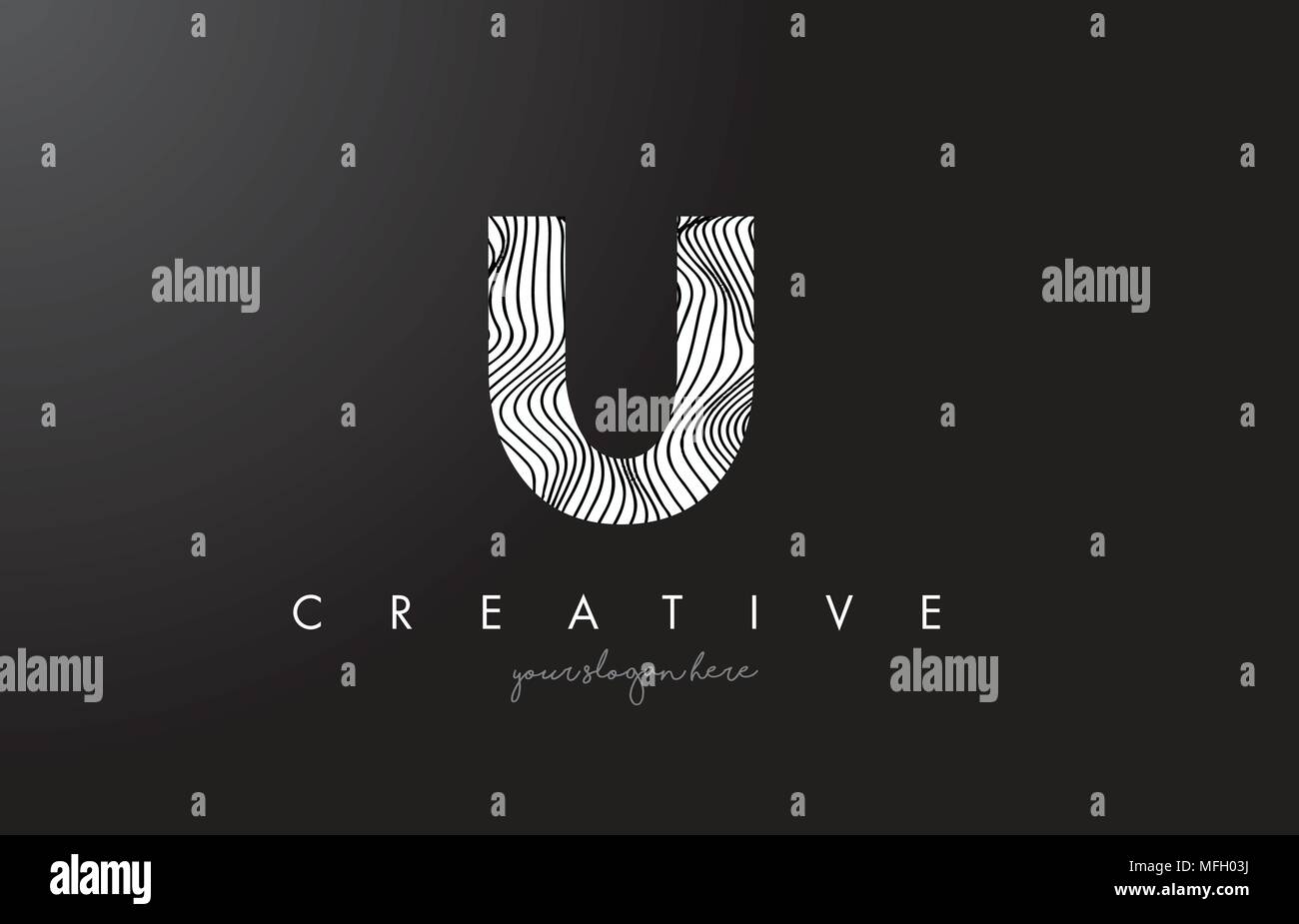 U Letter Logo with Zebra Lines Texture Design Vector Illustration Stock ...