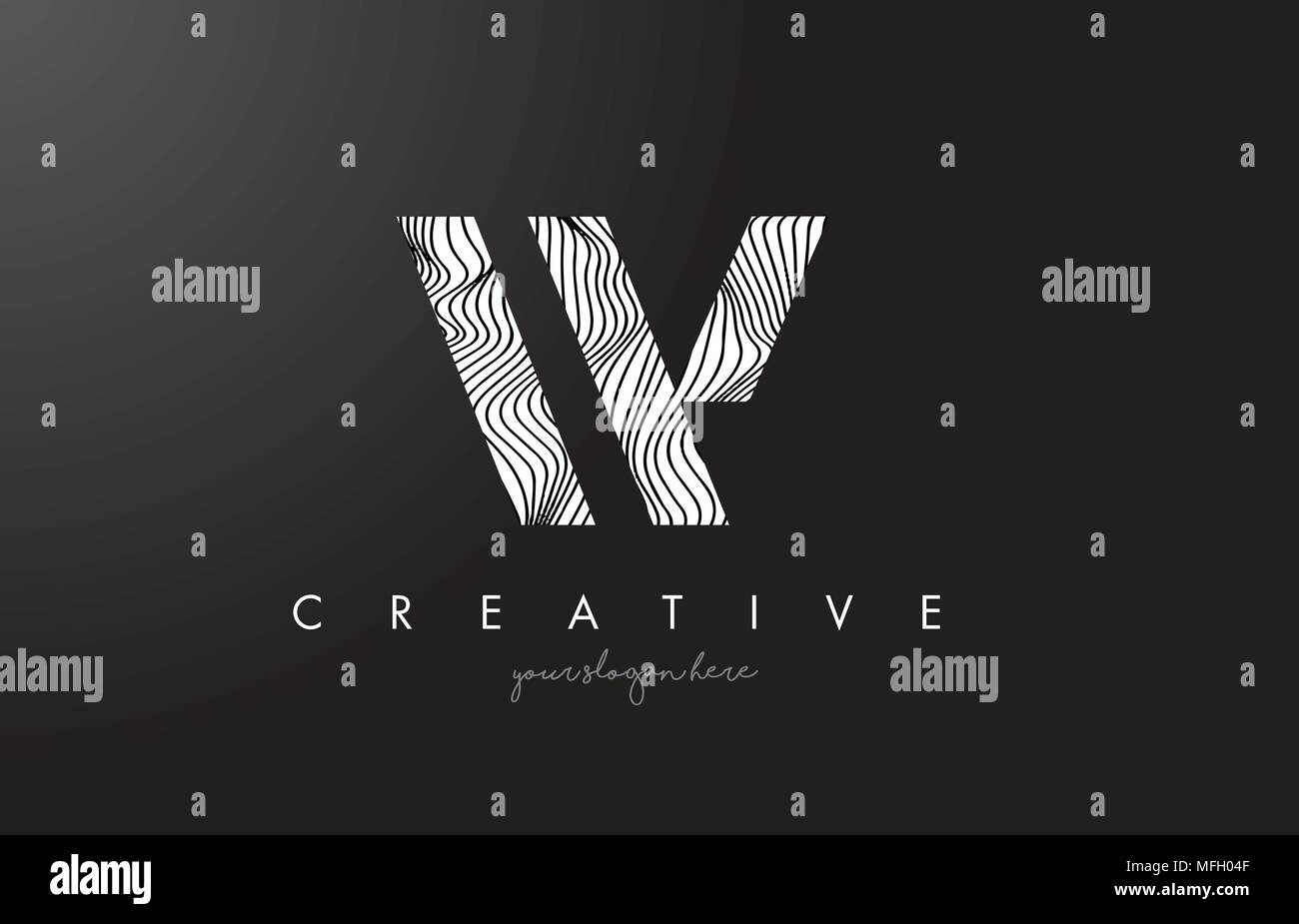 W Letter Logo with Zebra Lines Texture Design Vector Illustration Stock ...