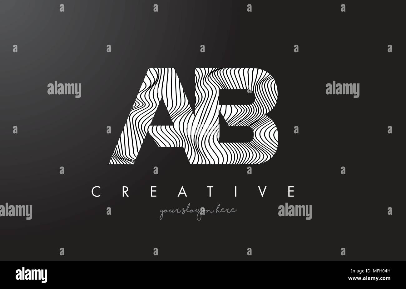 AB A B Letter Logo with Zebra Lines Texture Design Vector Illustration ...