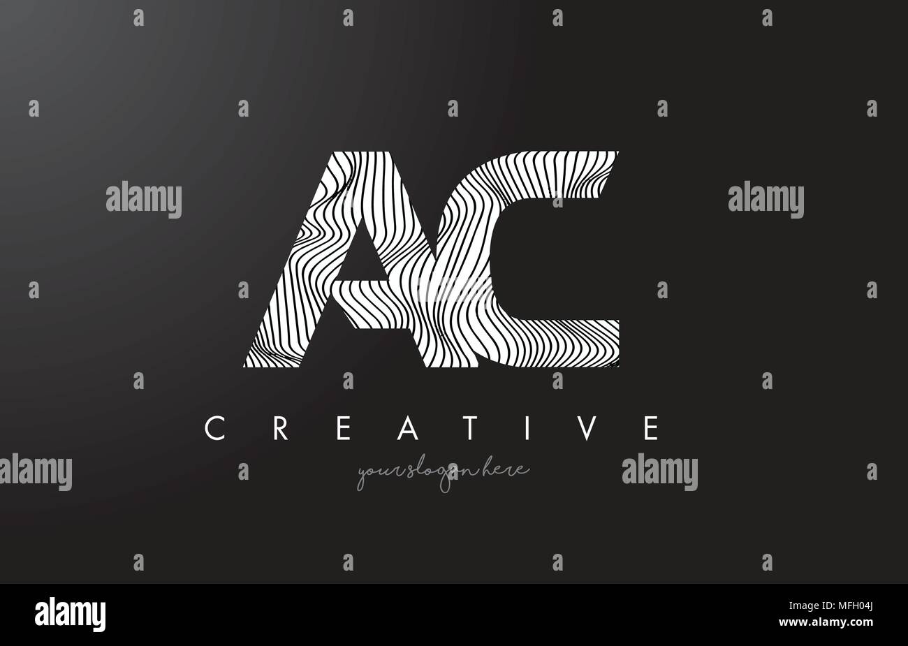 AC A C Letter Logo with Zebra Lines Texture Design Vector Illustration ...