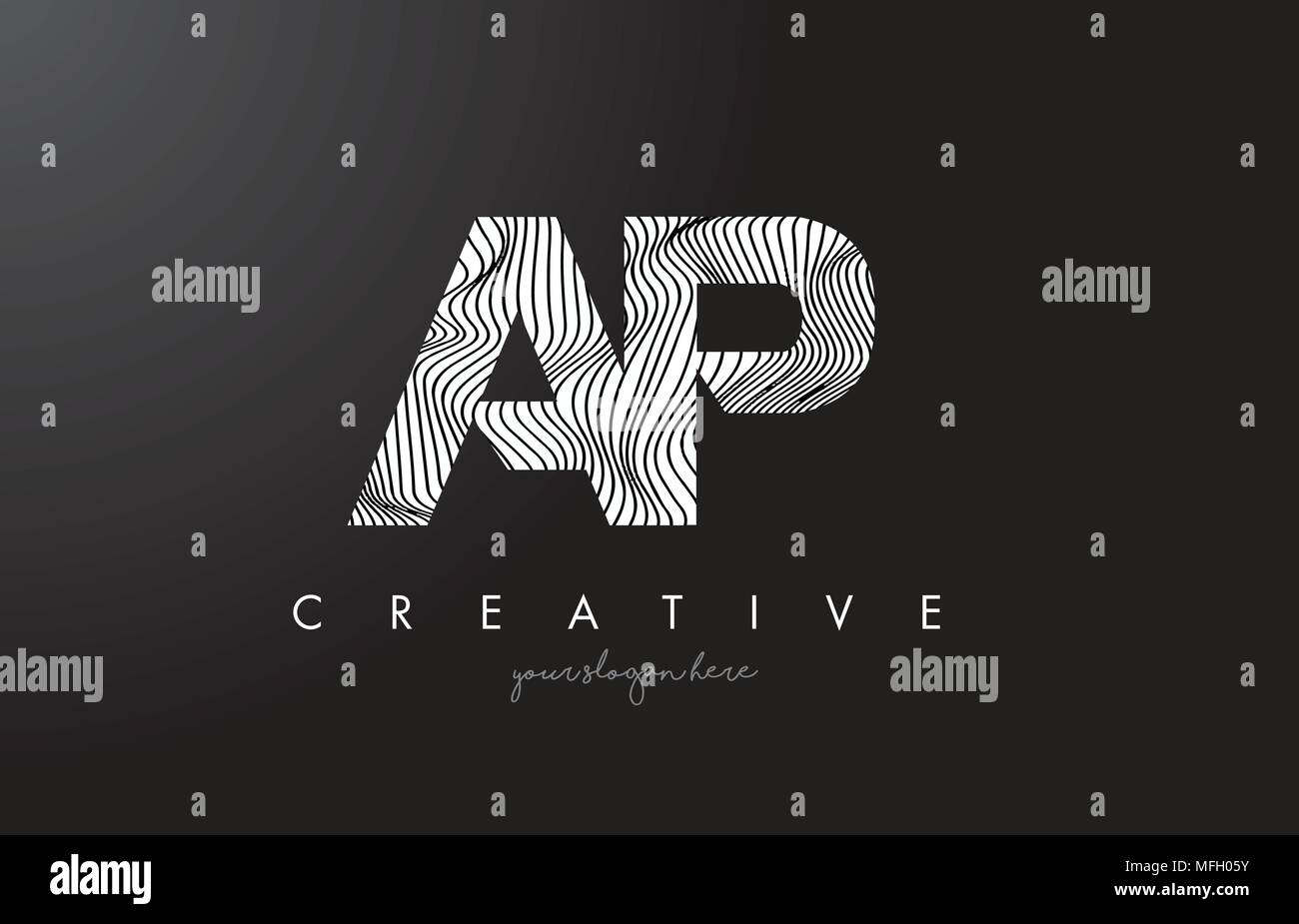 AP A P Letter Logo with Zebra Lines Texture Design Vector Illustration ...
