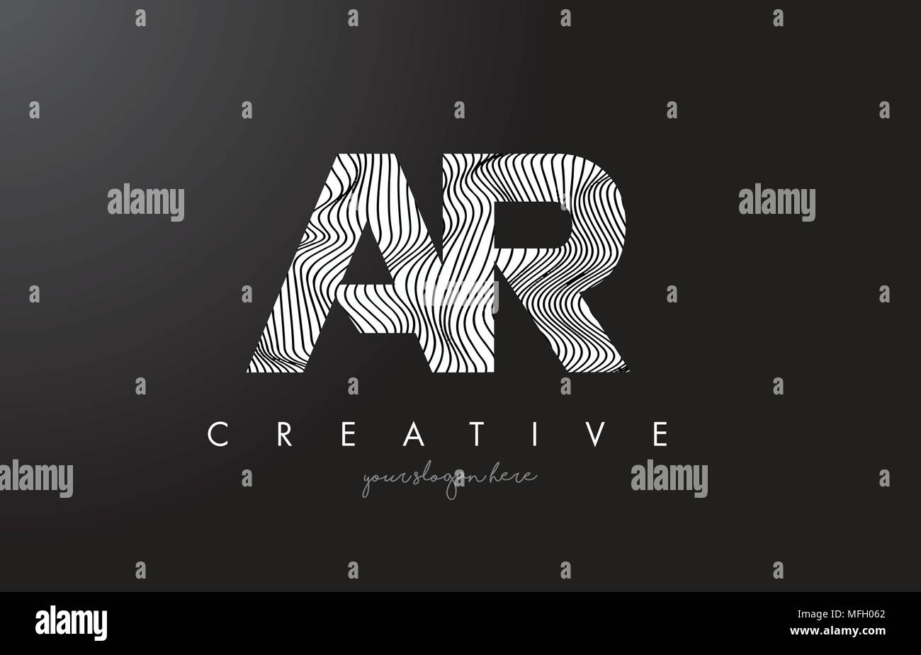 AR A R Letter Logo with Zebra Lines Texture Design Vector Illustration ...