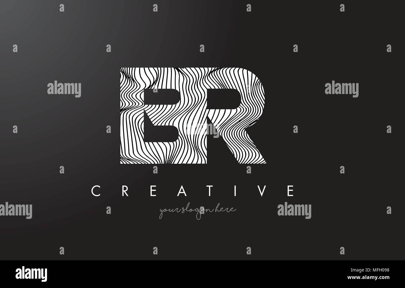 BR B R Letter Logo with Zebra Lines Texture Design Vector Illustration ...