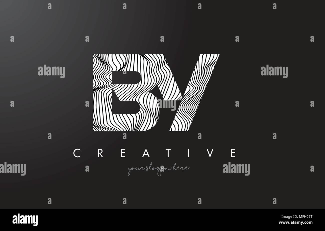 BY B Y Letter Logo with Zebra Lines Texture Design Vector Illustration ...