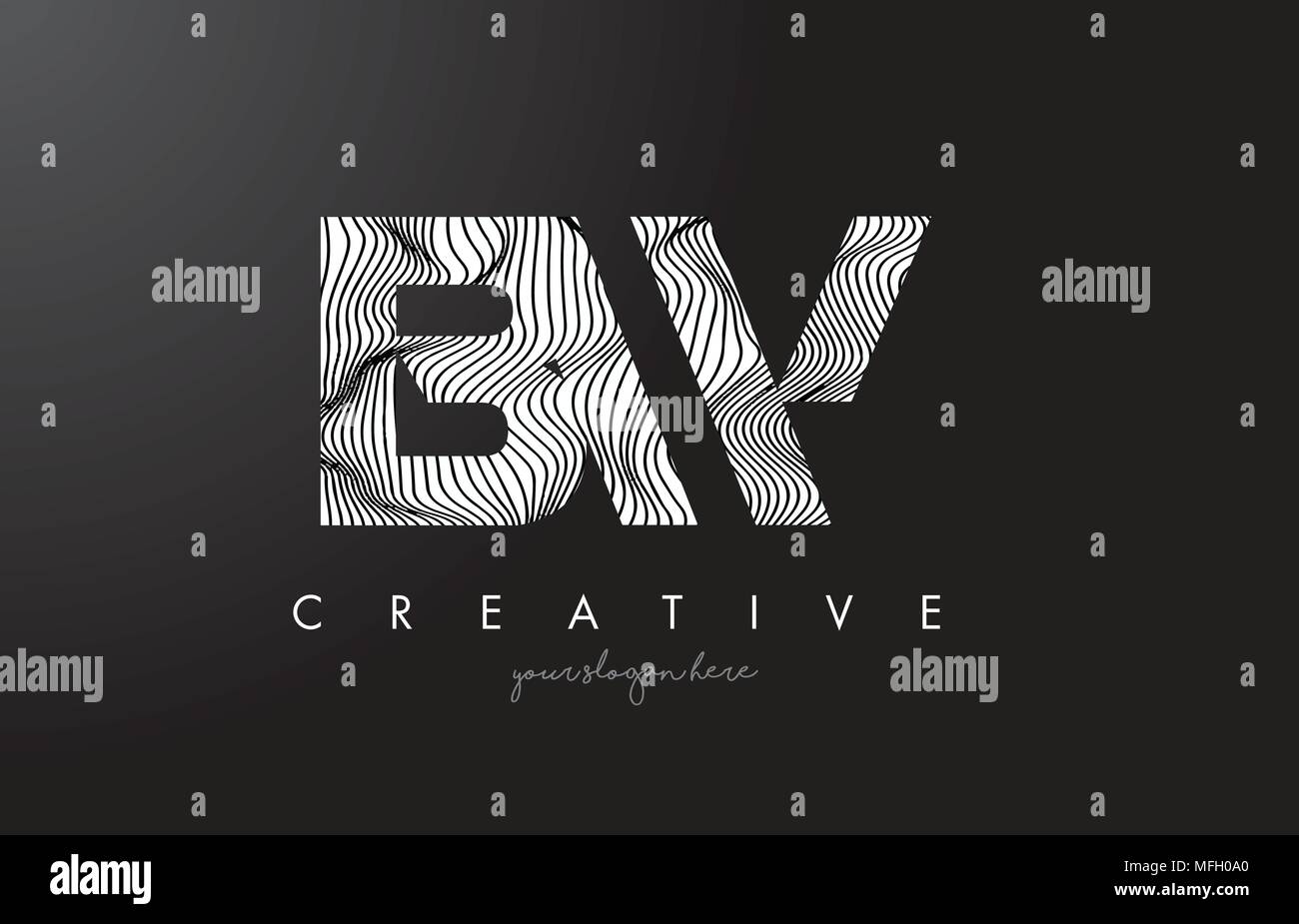 BW B W Letter Logo with Zebra Lines Texture Design Vector Illustration ...