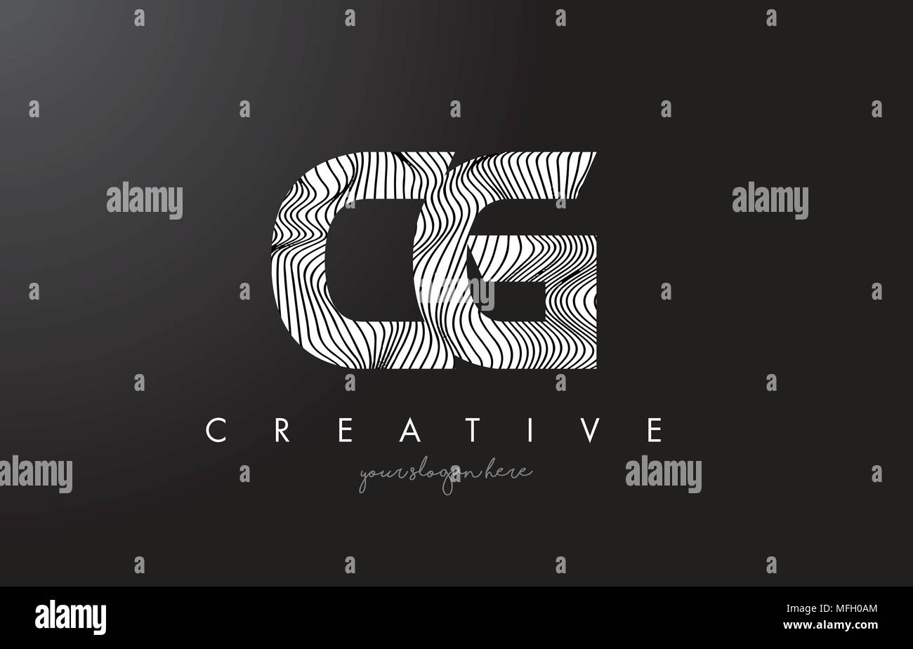 CG C G Letter Logo with Zebra Lines Texture Design Vector Illustration ...