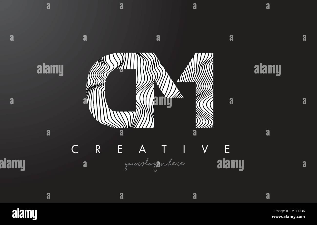 CM C M Letter Logo with Zebra Lines Texture Design Vector Illustration ...