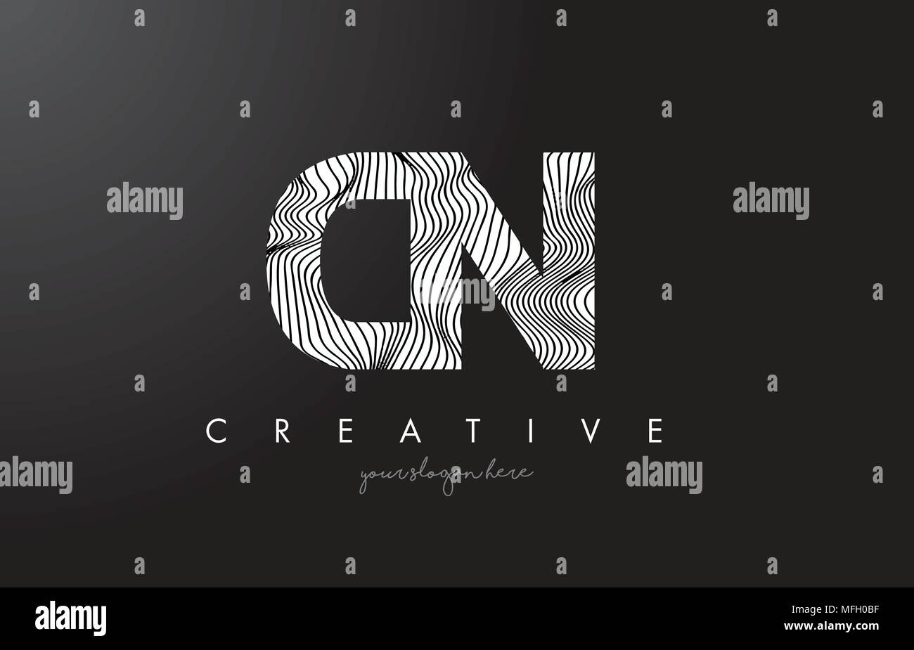 CN C N Letter Logo with Zebra Lines Texture Design Vector Illustration ...