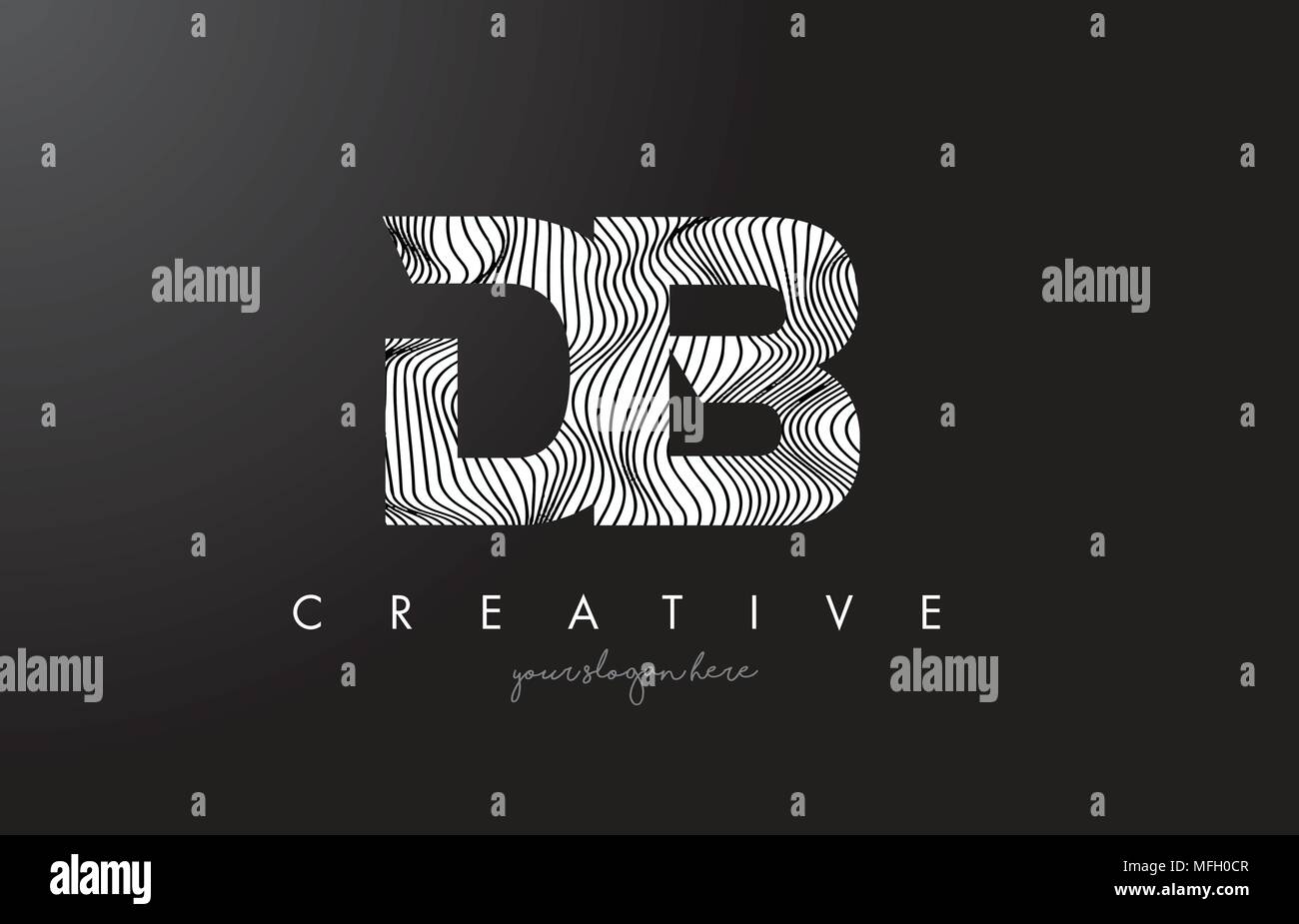 DB D B Letter Logo with Zebra Lines Texture Design Vector Illustration ...