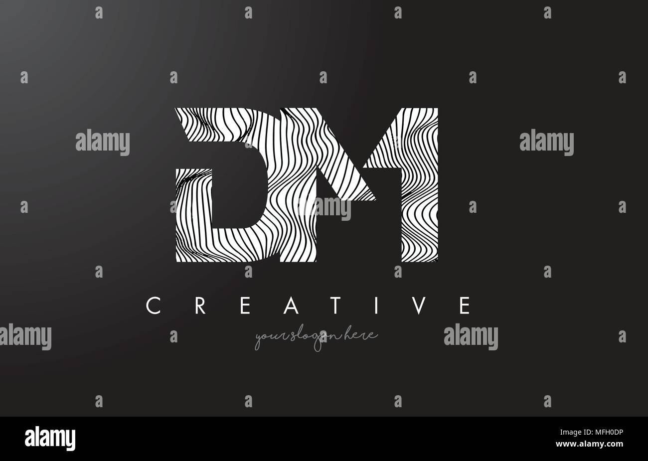 DM D M Letter Logo with Zebra Lines Texture Design Vector Illustration ...