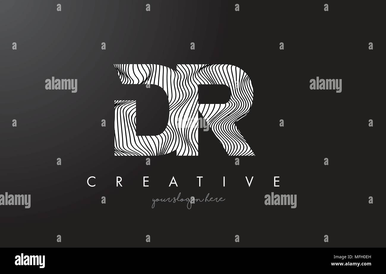DR D R Letter Logo with Zebra Lines Texture Design Vector Illustration ...