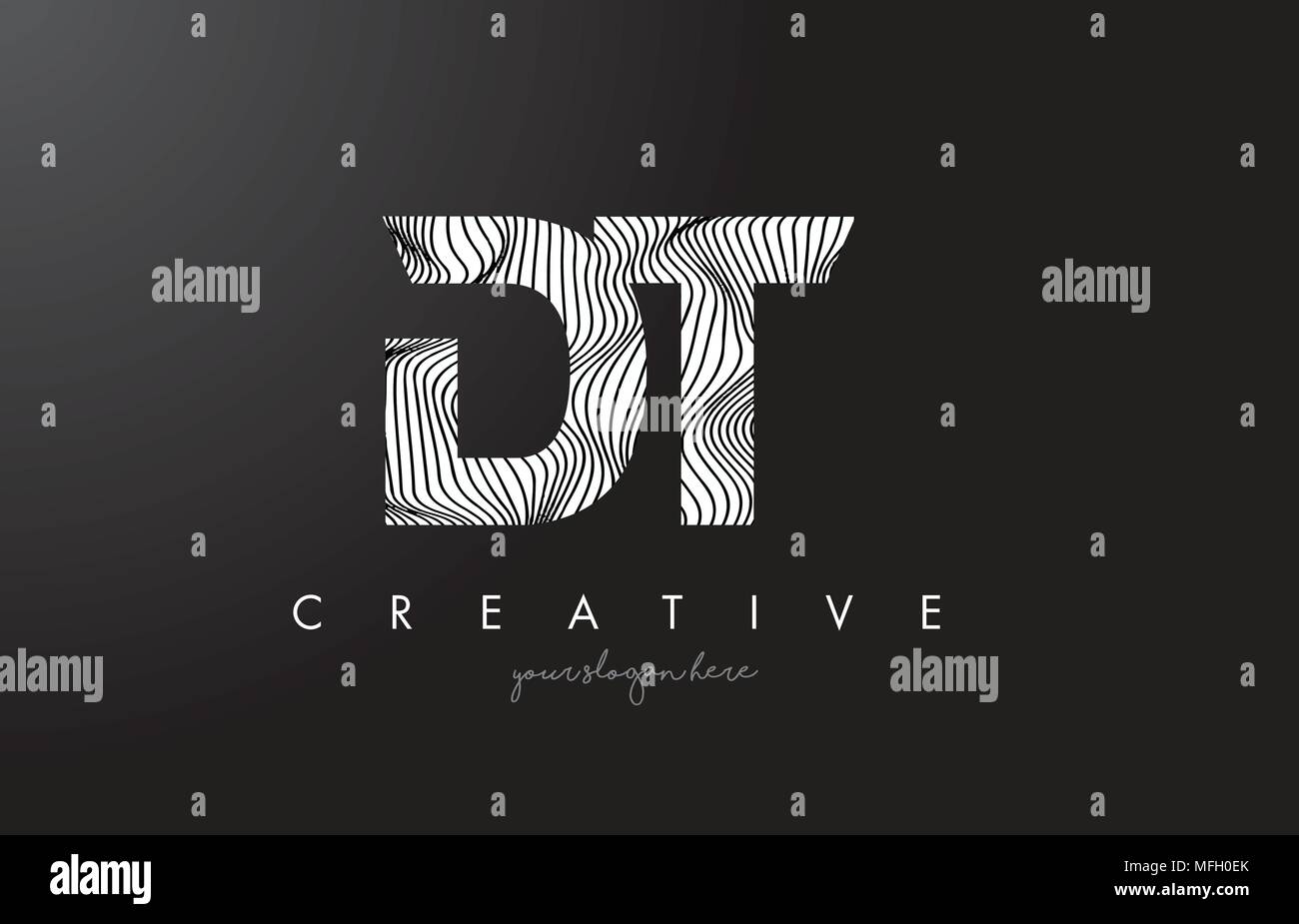 DT D T Letter Logo with Zebra Lines Texture Design Vector Illustration ...
