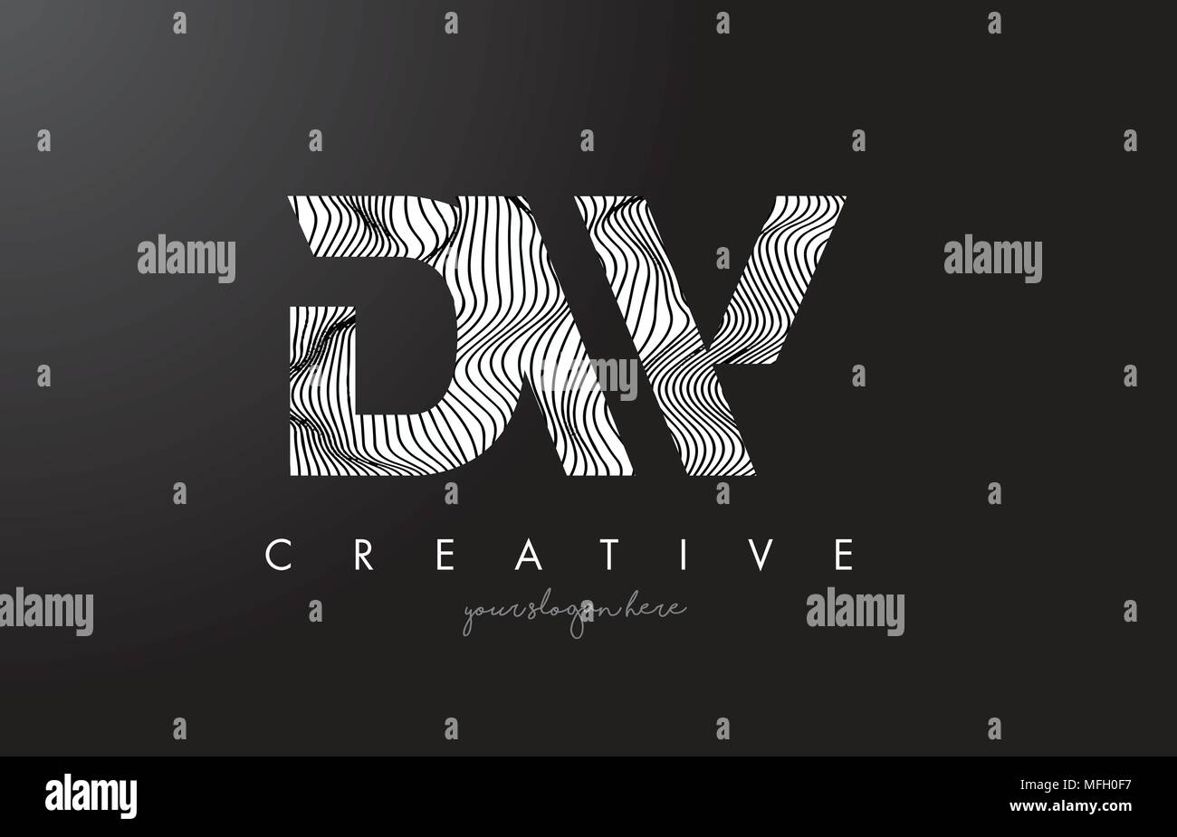 DW D W Letter Logo with Zebra Lines Texture Design Vector Illustration ...